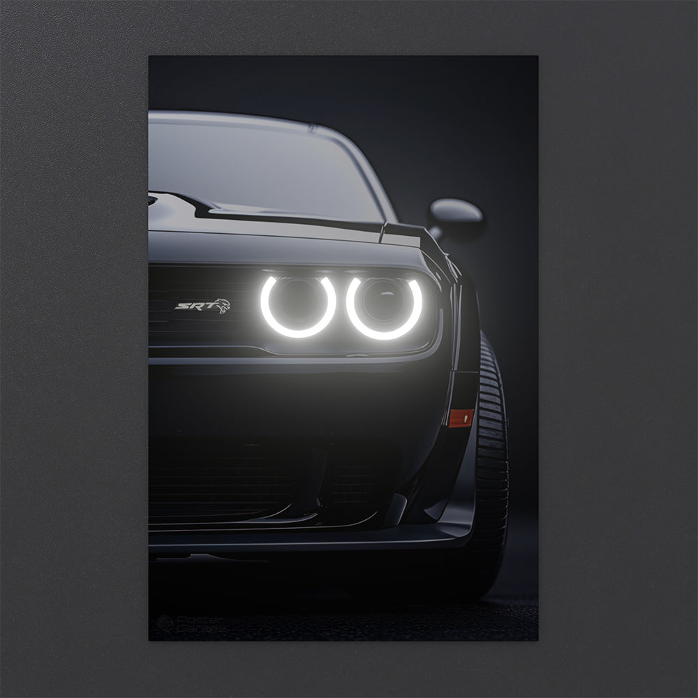 Dodge Challenger SRT Hellcat - Neon LED Car Poster – Poster Garage